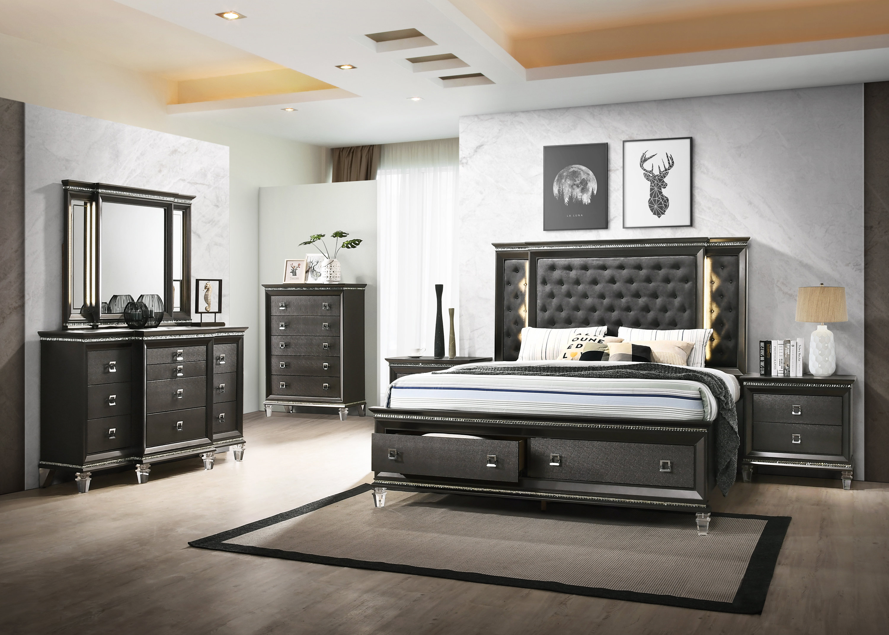 Rosdorf Park Oakhur Upholstered 4 Piece Bedroom Set Wayfair